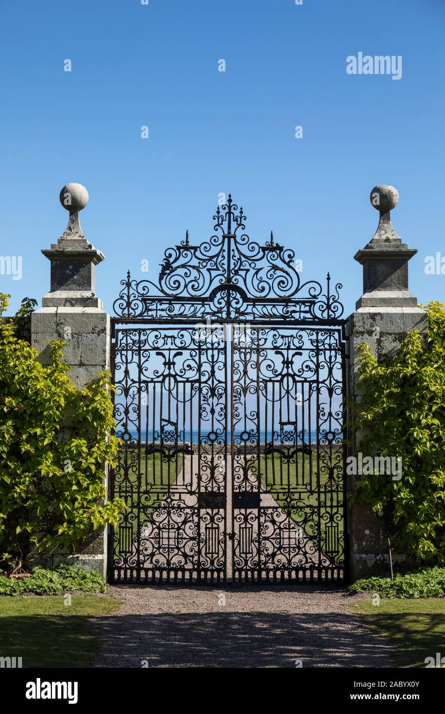 View through ironwork gate hi-res stock photography and images - Alamy