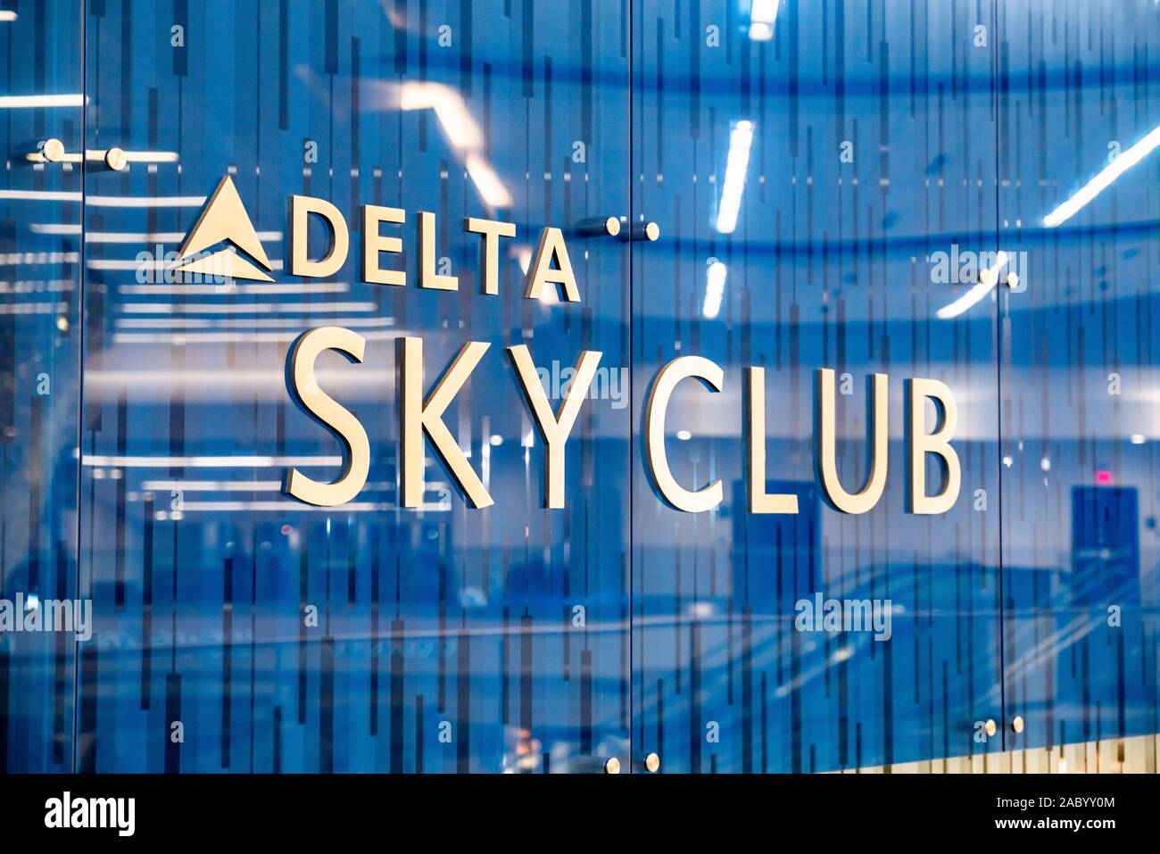 Delta Sky Club logo seen at Hartsfield-Jackson Atlanta International ...