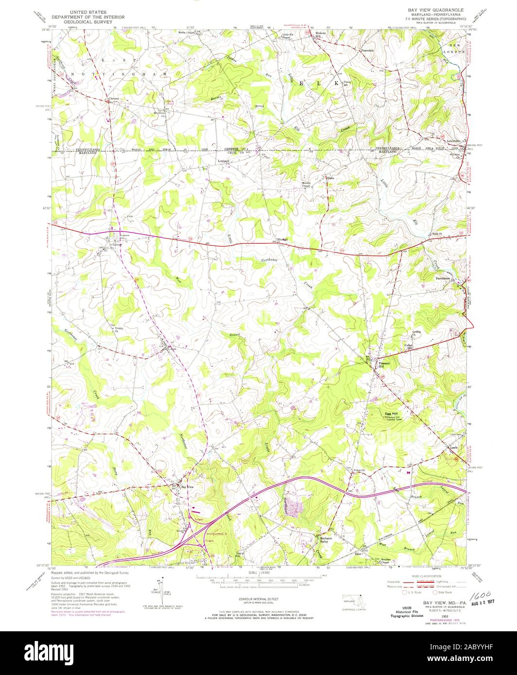 USGS TOPO Map Pennsylvania MD Bay View 256042 1953 24000 Restoration ...