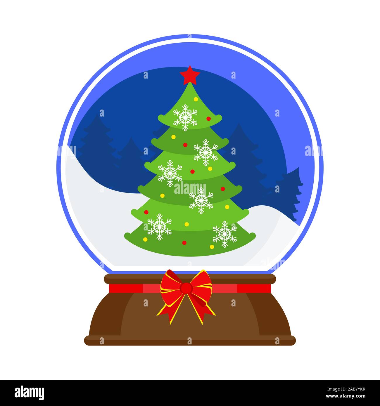 Glass christmas snowball Flat vector cartoon illustration Stock Vector ...