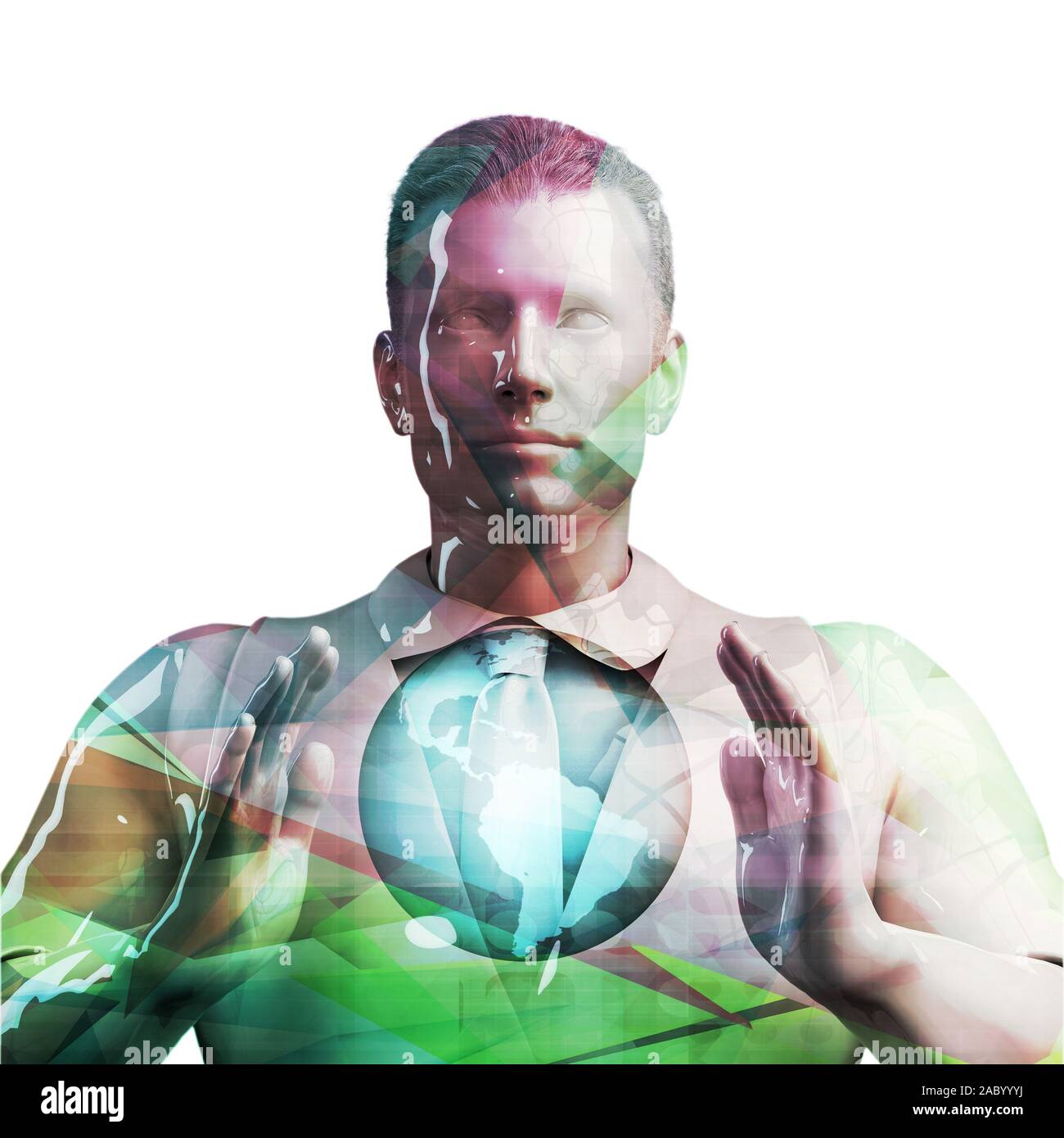 Older Business Man Holding Globe Future Technology Theme Concept Stock ...