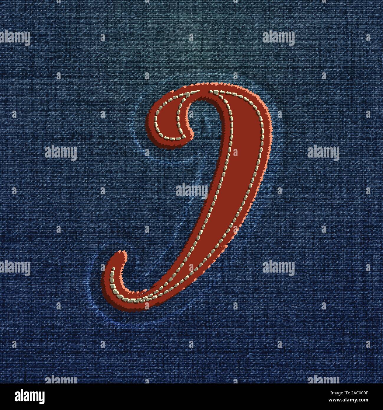 Character made by denim, from a typeface, vector Stock Vector Image ...