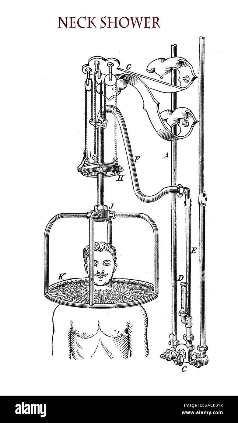 Healthcare and medicine: neck shower with special shower apparatus,19th ...
