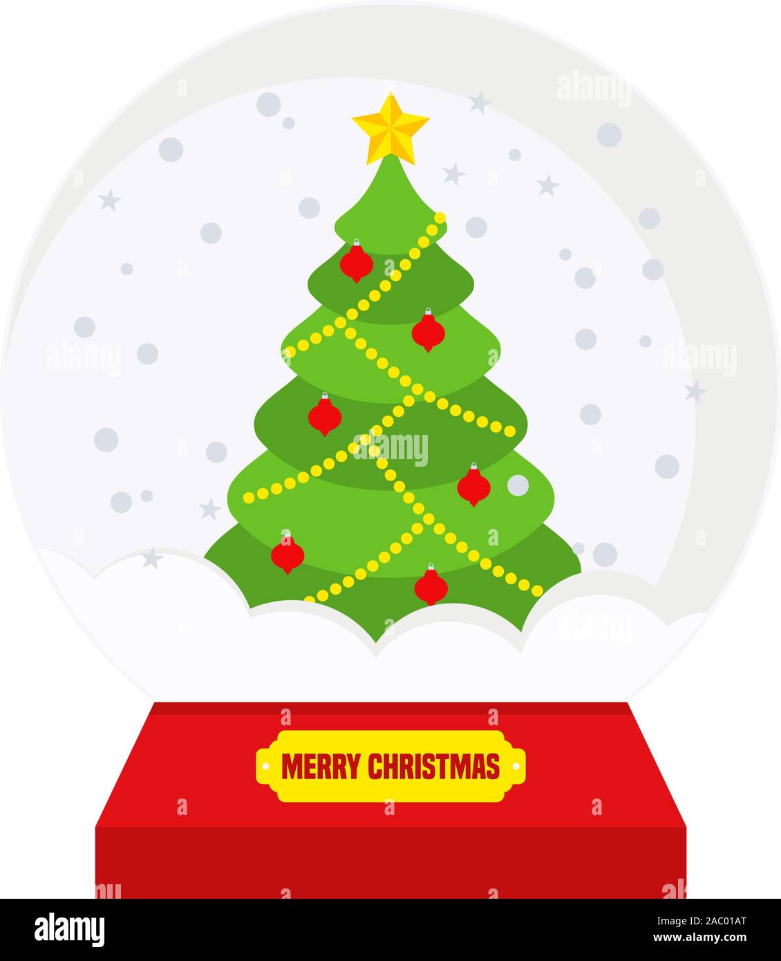 Glass christmas snowball Flat vector cartoon illustration Stock Vector ...