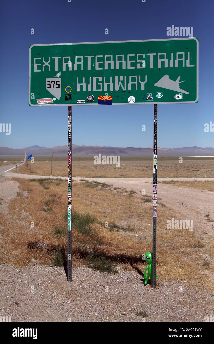 alien hiding near area 51 on the extraterrestrial highway Stock Photo ...