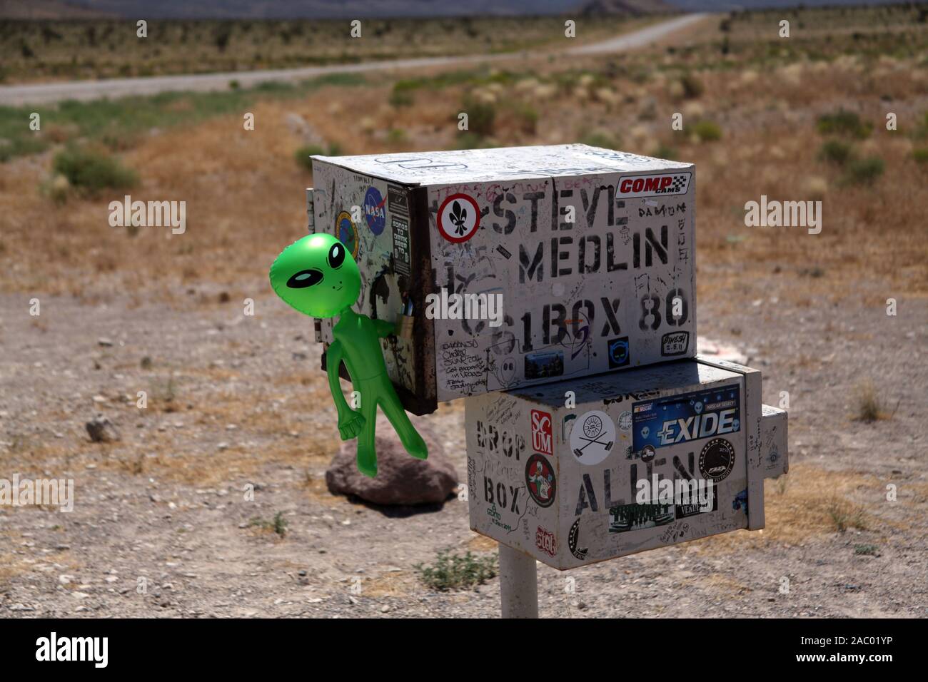 alien hiding near area 51 on the extraterrestrial highway Stock Photo ...