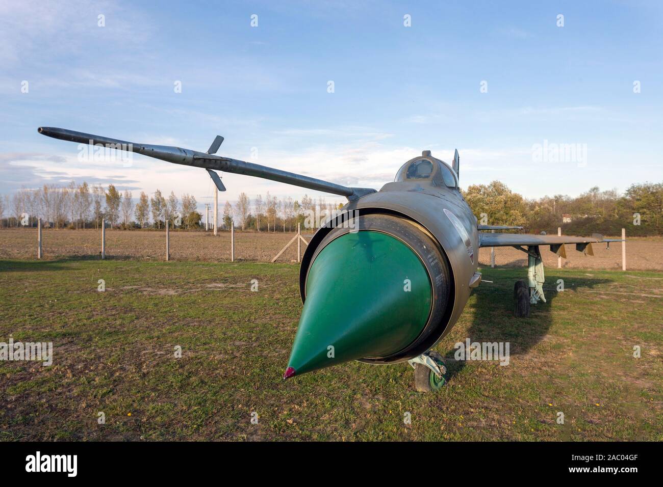 Old russian Mig-21 fighter jet in a military museum in Hungary Stock ...