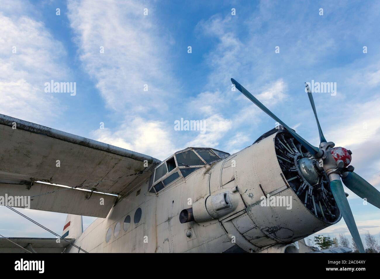 Old russian Antonov An-2 airplane in a museum in Hungary Stock Photo ...