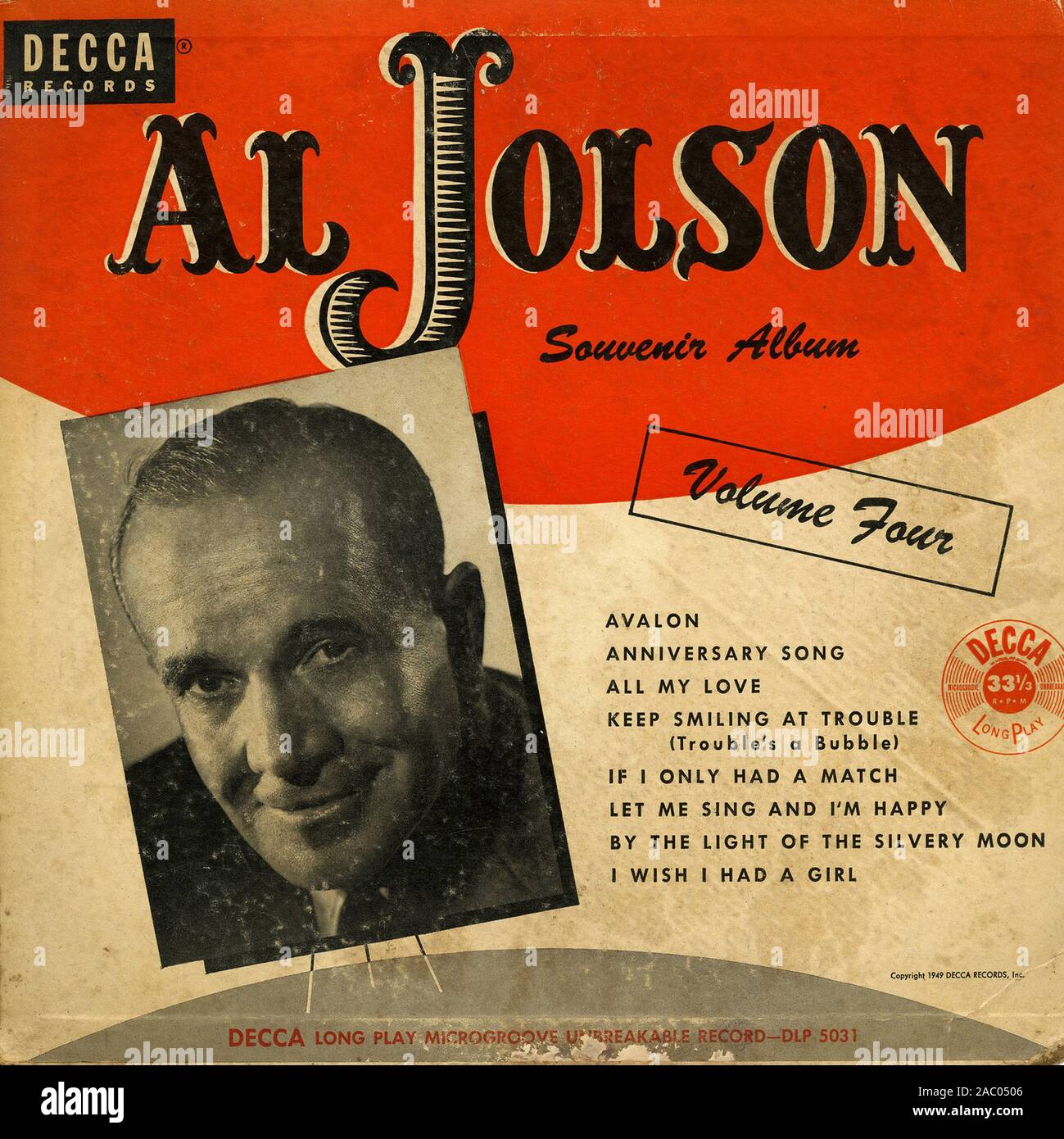 Al Jolson - Vintage vinyl album cover Stock Photo - Alamy