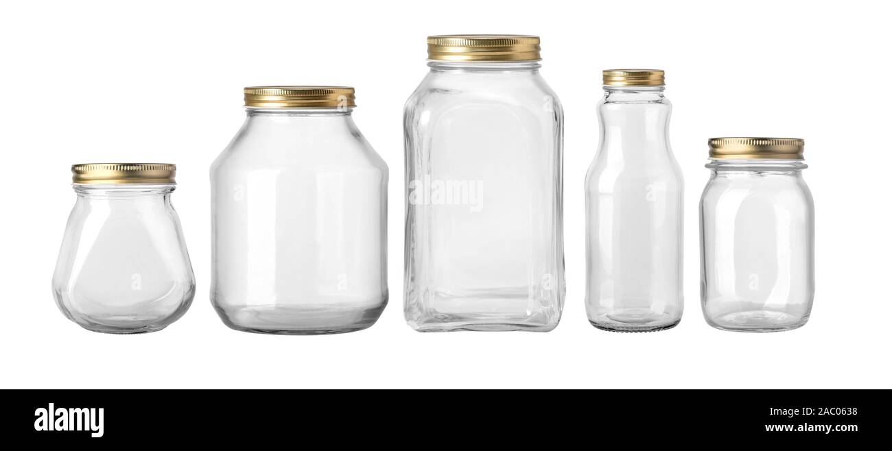 set of Empty jar isolated on white background Stock Photo - Alamy