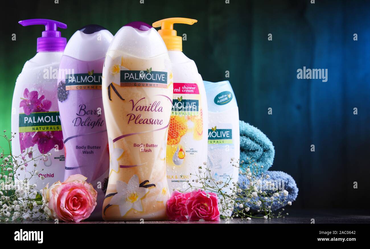 POZNAN, POL - JUL 4, 2019: Products of Palmolive, cosmetics trademark ...