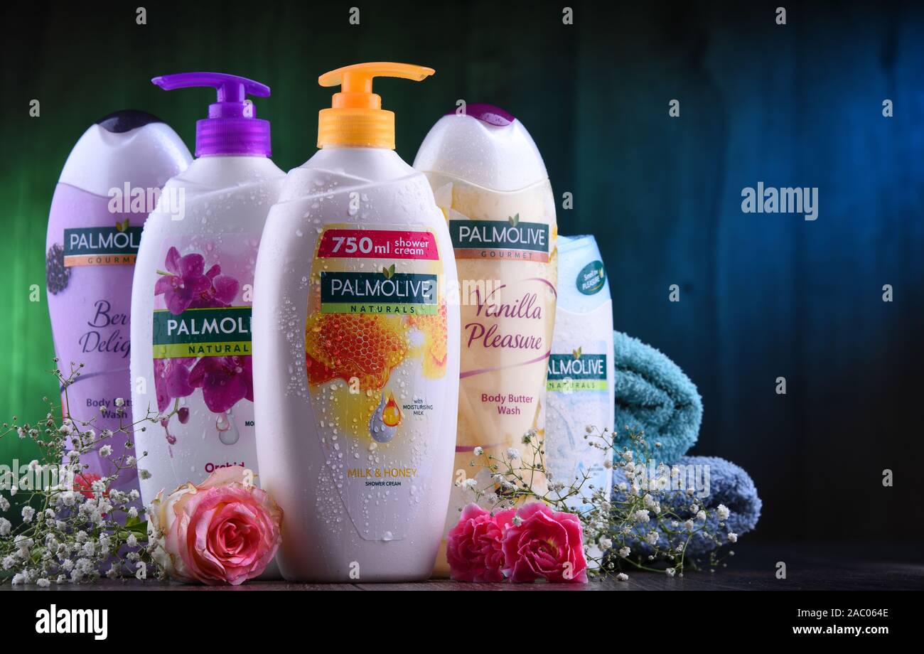 POZNAN, POL - JUL 4, 2019: Products of Palmolive, cosmetics trademark ...