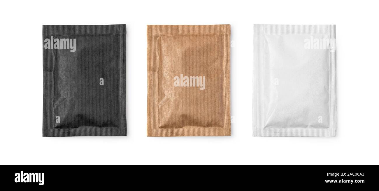 Small sugar packets isolated on white, with clipping path Stock Photo ...