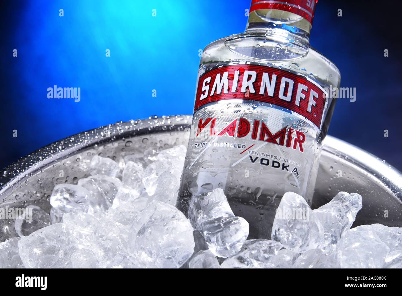 POZNAN, POLAND - SEP 5, 2019: Bottle of Smirnoff, a brand of vodka ...