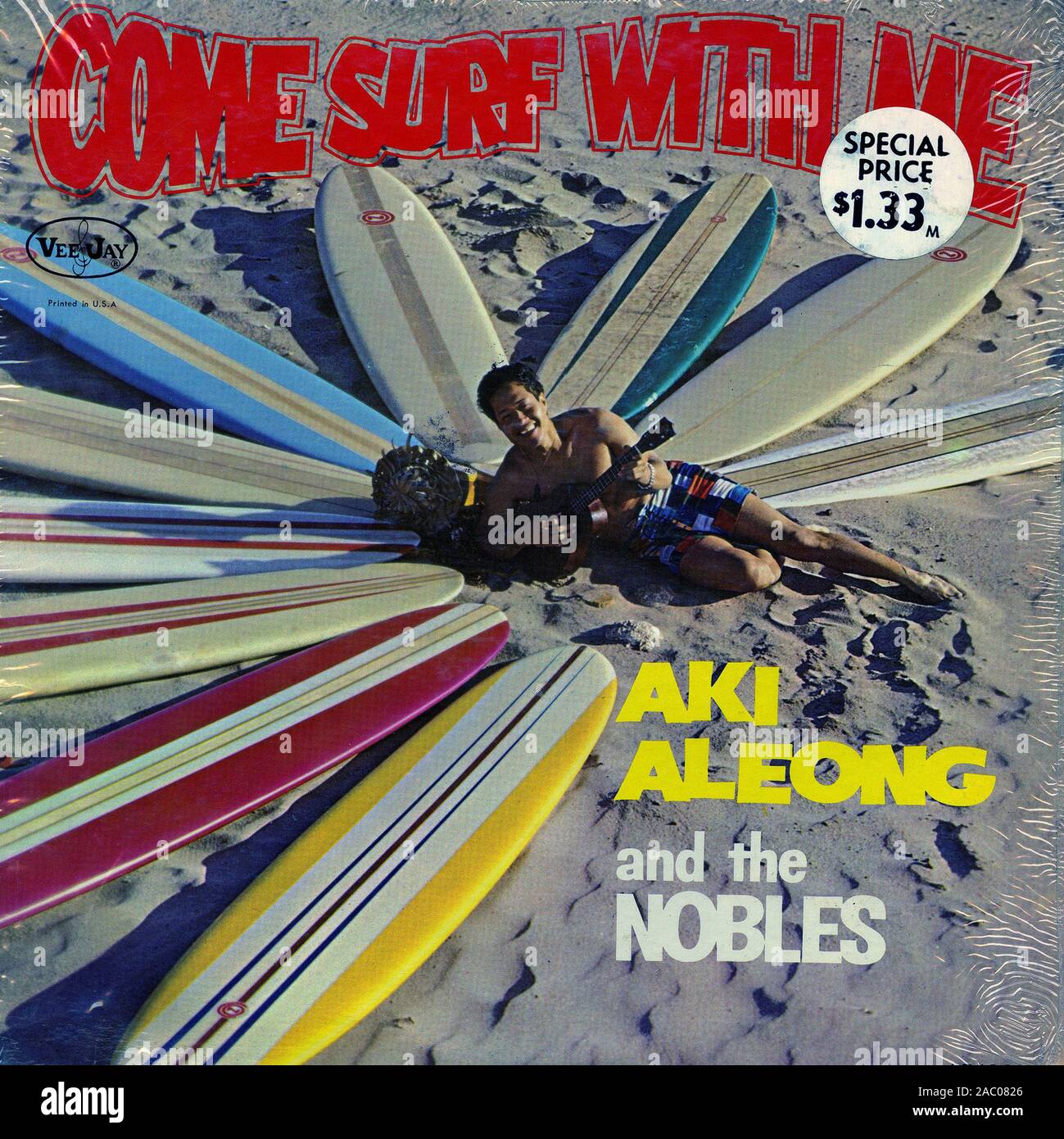Come Surf With Me Aki Aleong - Vintage vinyl album cover Stock Photo ...