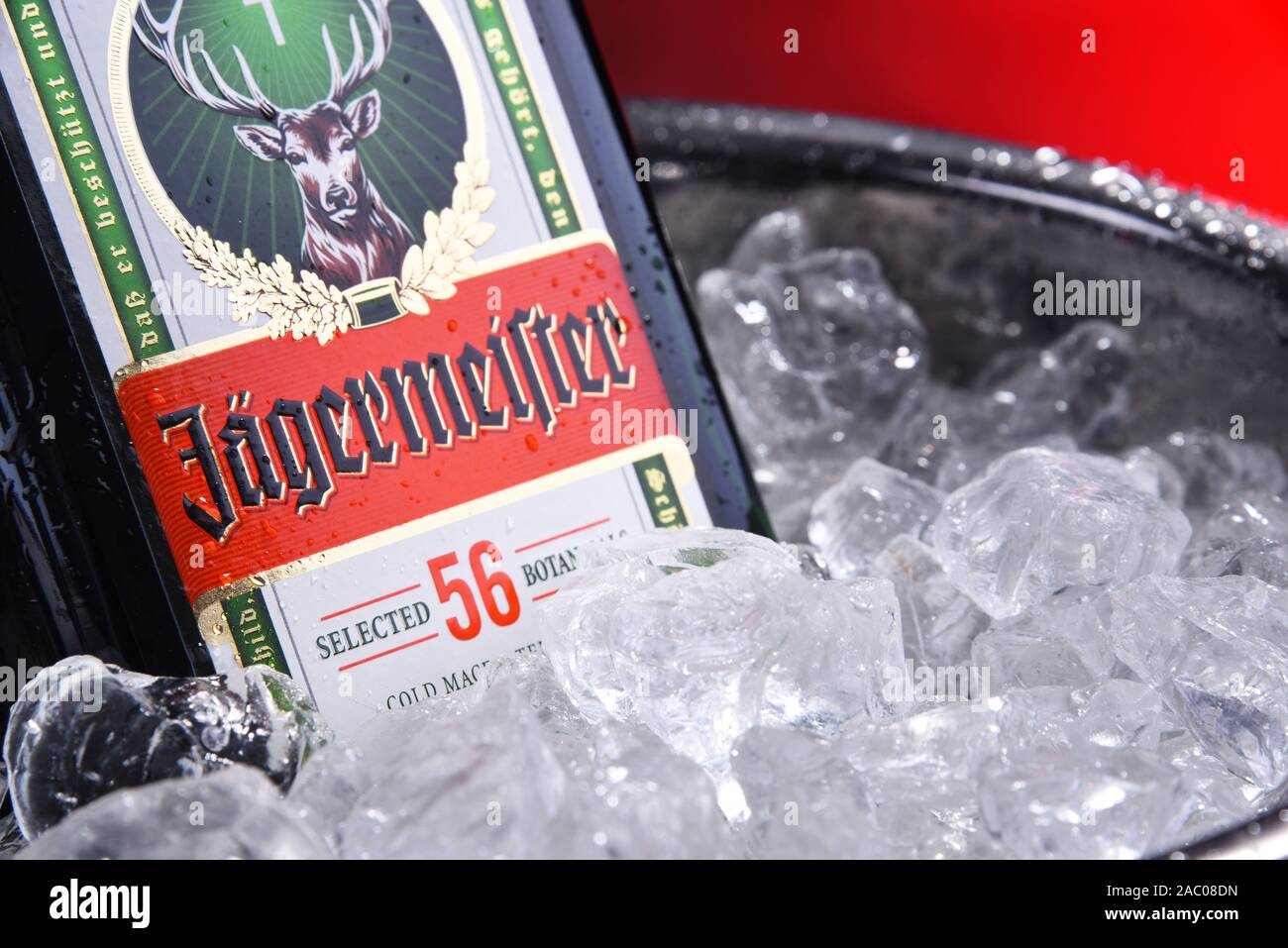 POZNAN, POL - SEP 11, 2019: Bottle of Jagermeister, German digestif ...