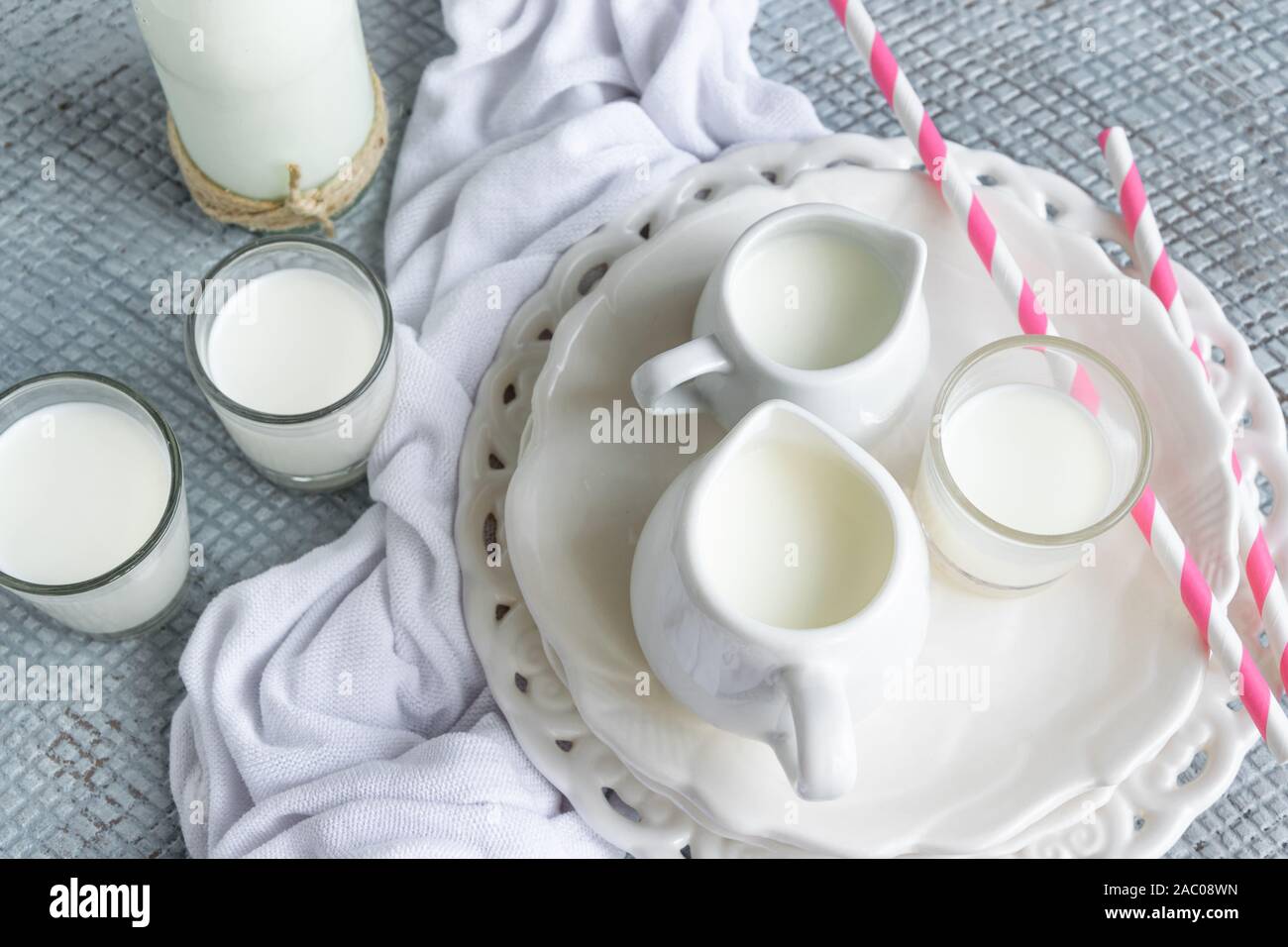 Fresh milk beverage. Healthy nutrition ingredient, dairy themes Stock ...