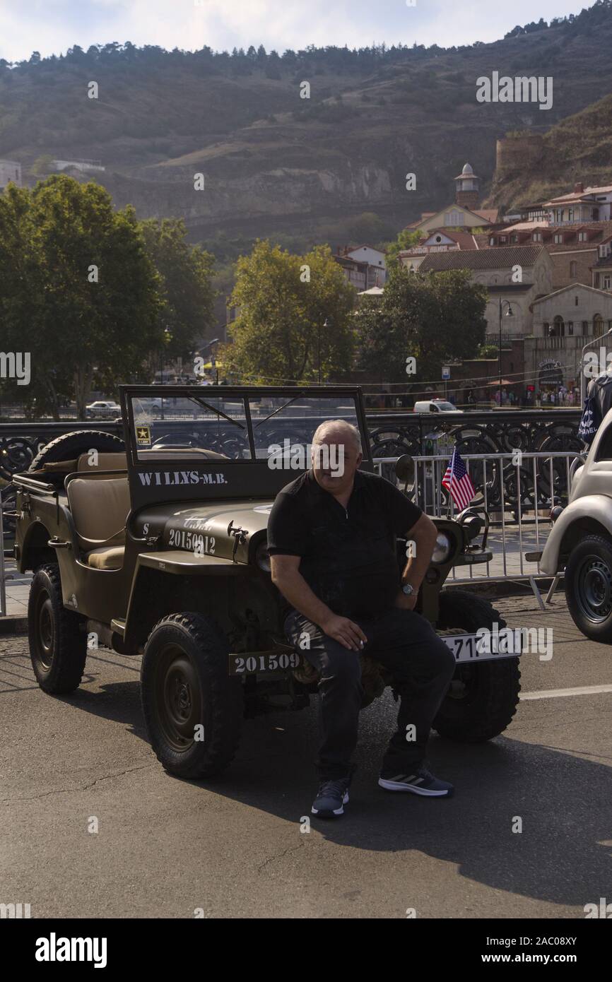 Annual sport cars show on Metekhi bridge during the celebration of ...