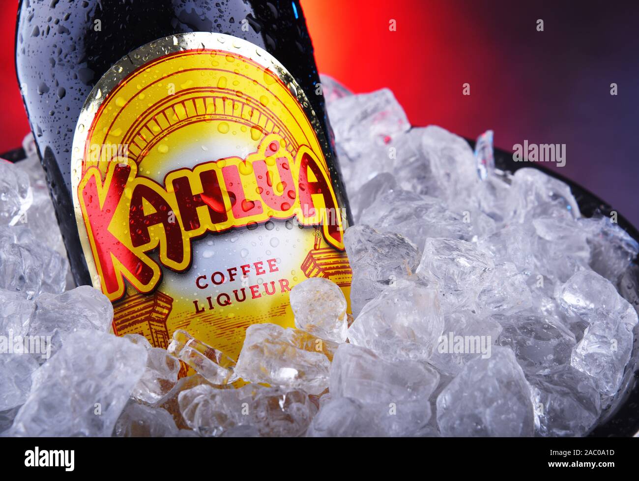 POZNAN, POL - NOV 15, 2019: Bottle of Kahlua, a brand of Mexican coffee ...
