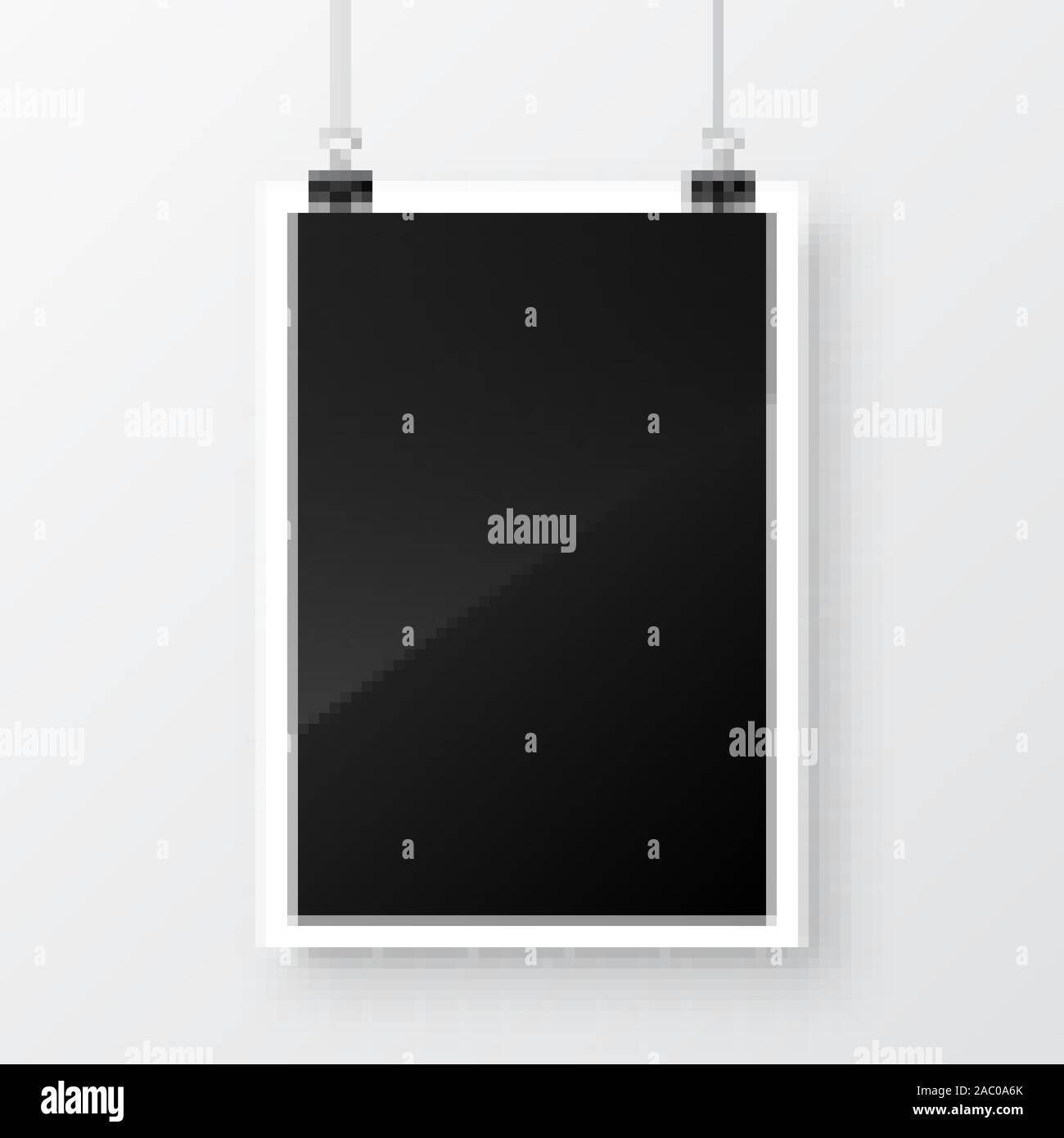 Photo card frame, film hanging on paper clips. Digital snapshot image. Photography art ...