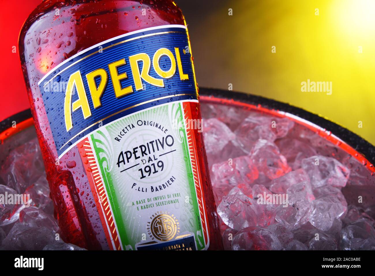 POZNAN, POL - NOV 21, 2019: Bottle of Aperol, an Italian aperitif made ...
