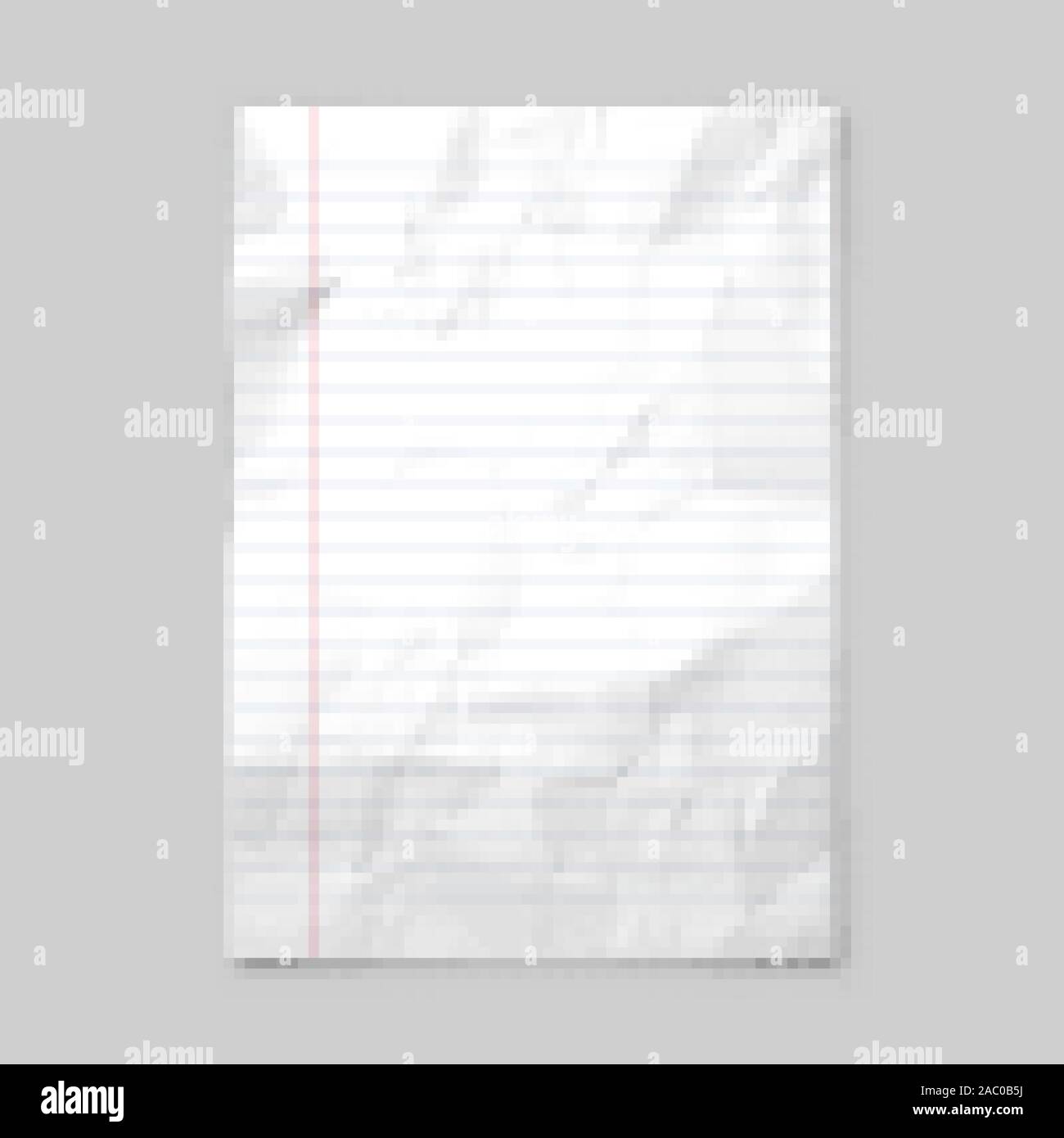 Realistic blank lined crumpled paper sheet with shadow in A4 format ... Realistic blank lined crumpled paper sheet with shadow in A4 format ...