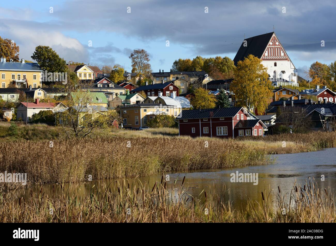 view of the old town Porvoo in Finland Stock Photo - Alamy