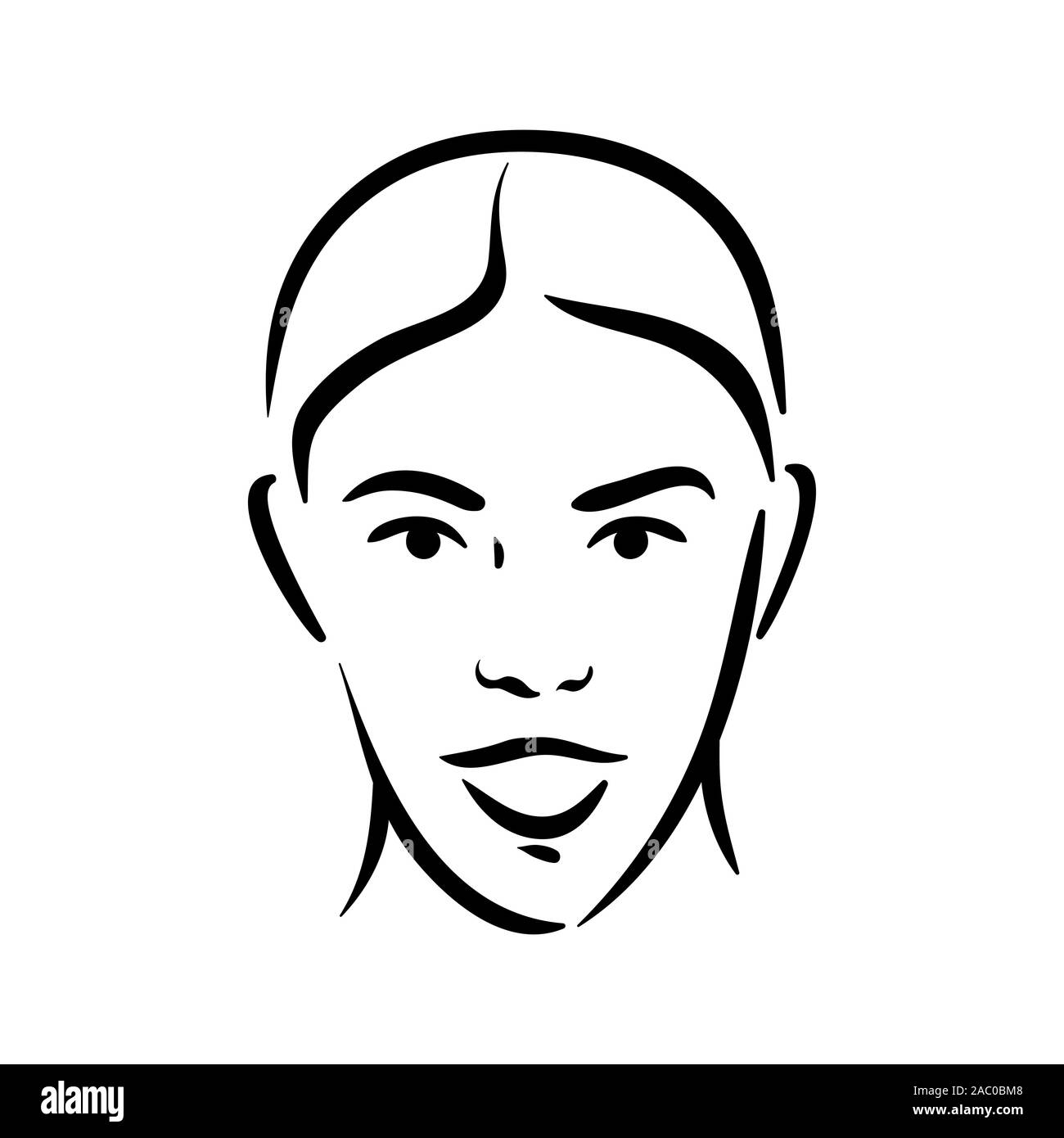 Surprise exited emotion woman face icon on white background Stock ...