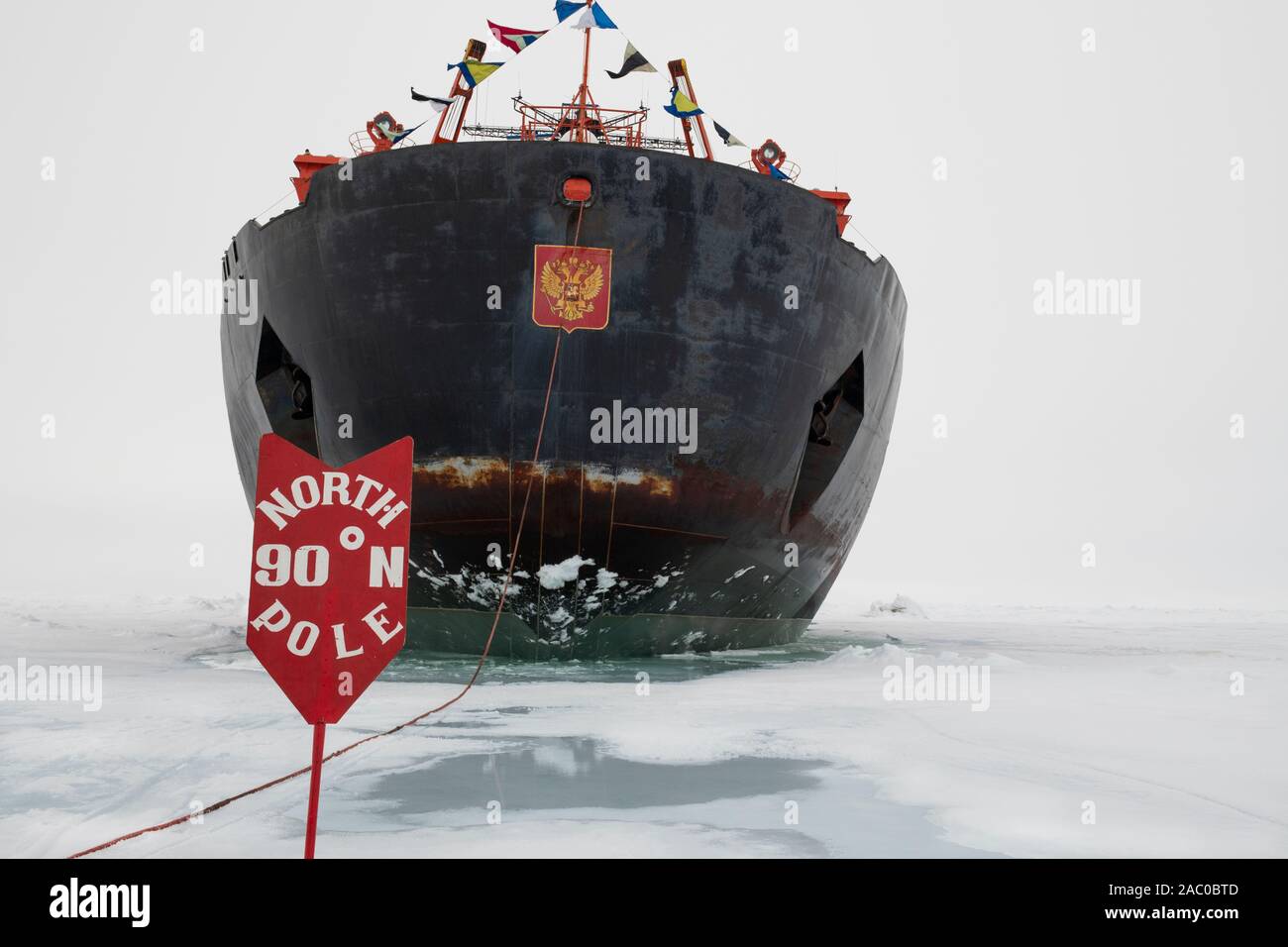 Russia, High Arctic, Geographic North Pole. 90 degrees north with 50 ...