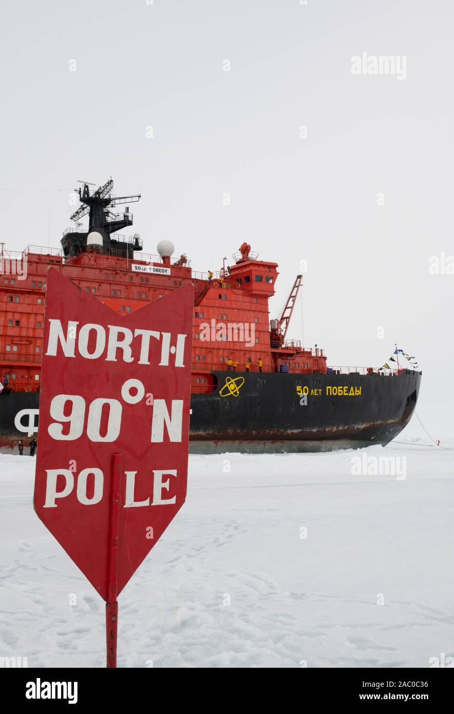 Russia, High Arctic, Geographic North Pole, 90 degrees north. North ...