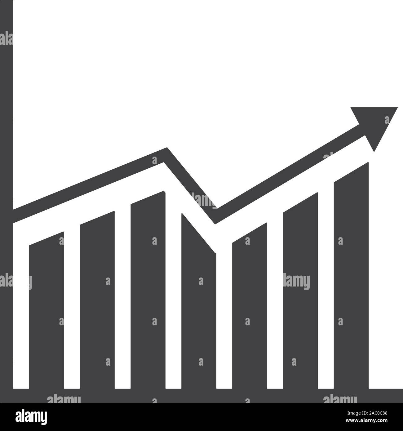 Business graph and chart growing up in black on a white background ...