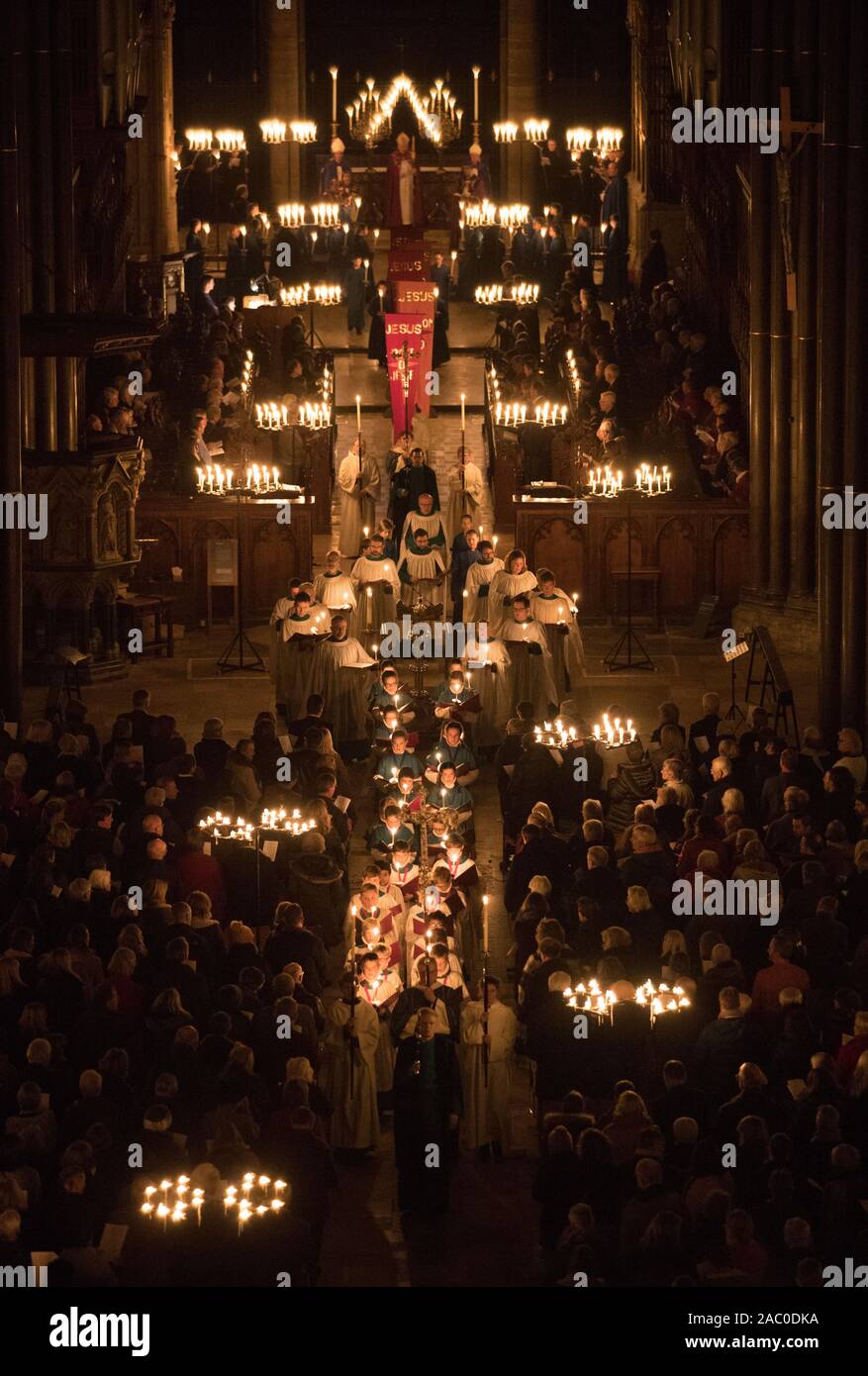 Candles are carried through Salisbury Cathedral during the advent ...