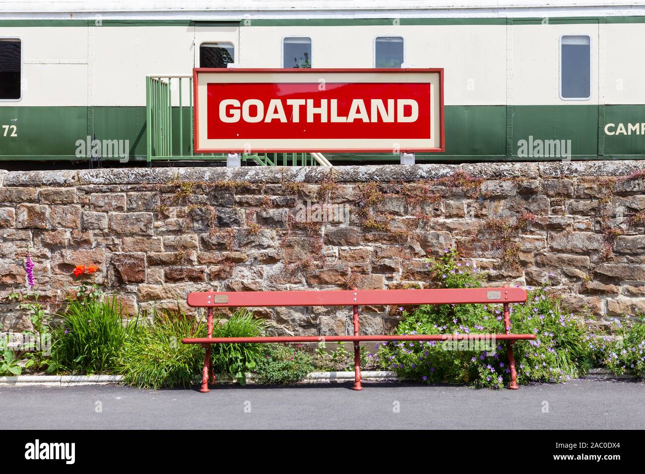 A destination sign for Goathland Station on the North Yorkshire Moors ...