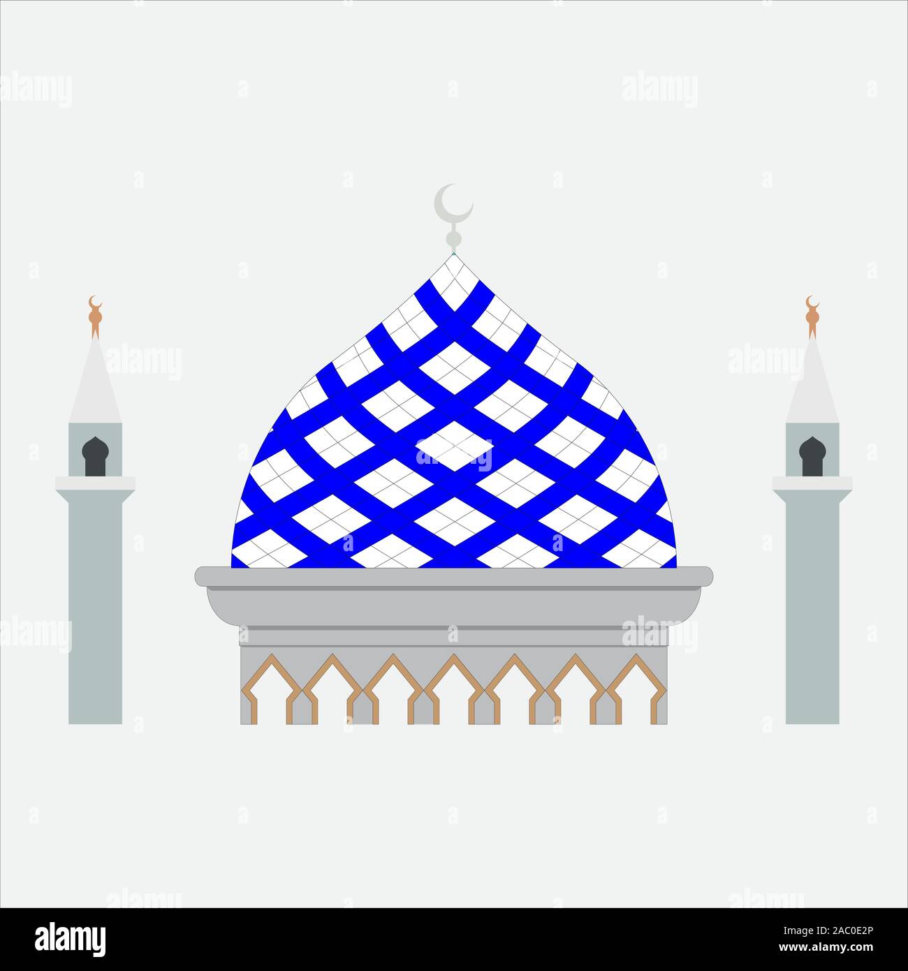 Muslim mosque dome in blue background, Abstract building construction ...