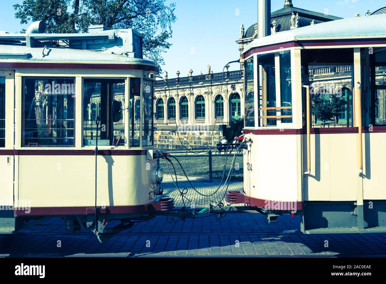 Old vintage tram in Dresden, Germany Stock Photo - Alamy