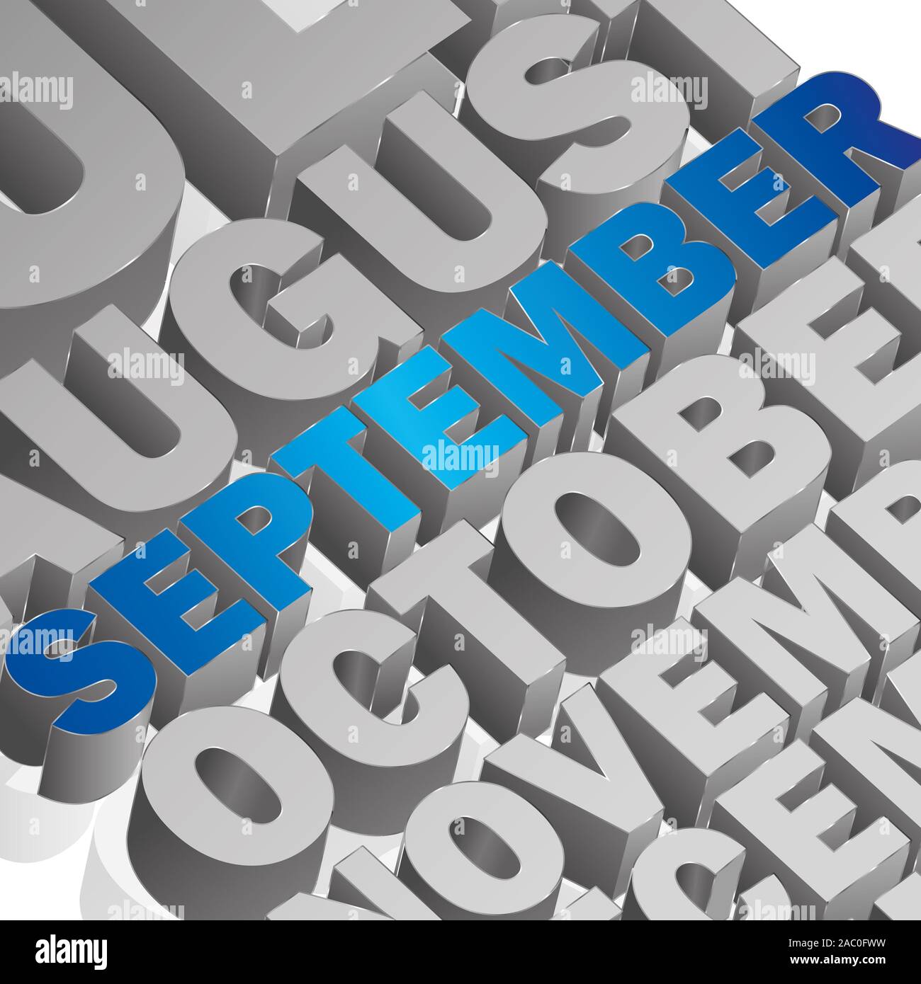 September calendar illustration blue and silver design Stock Photo - Alamy