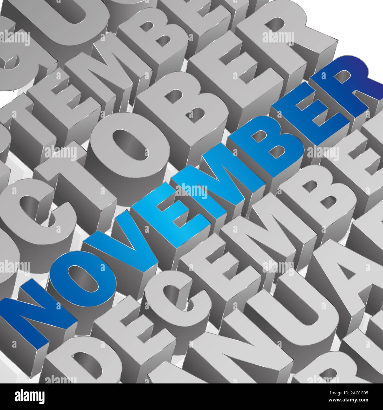 November calendar illustration blue and silver design Stock Photo - Alamy