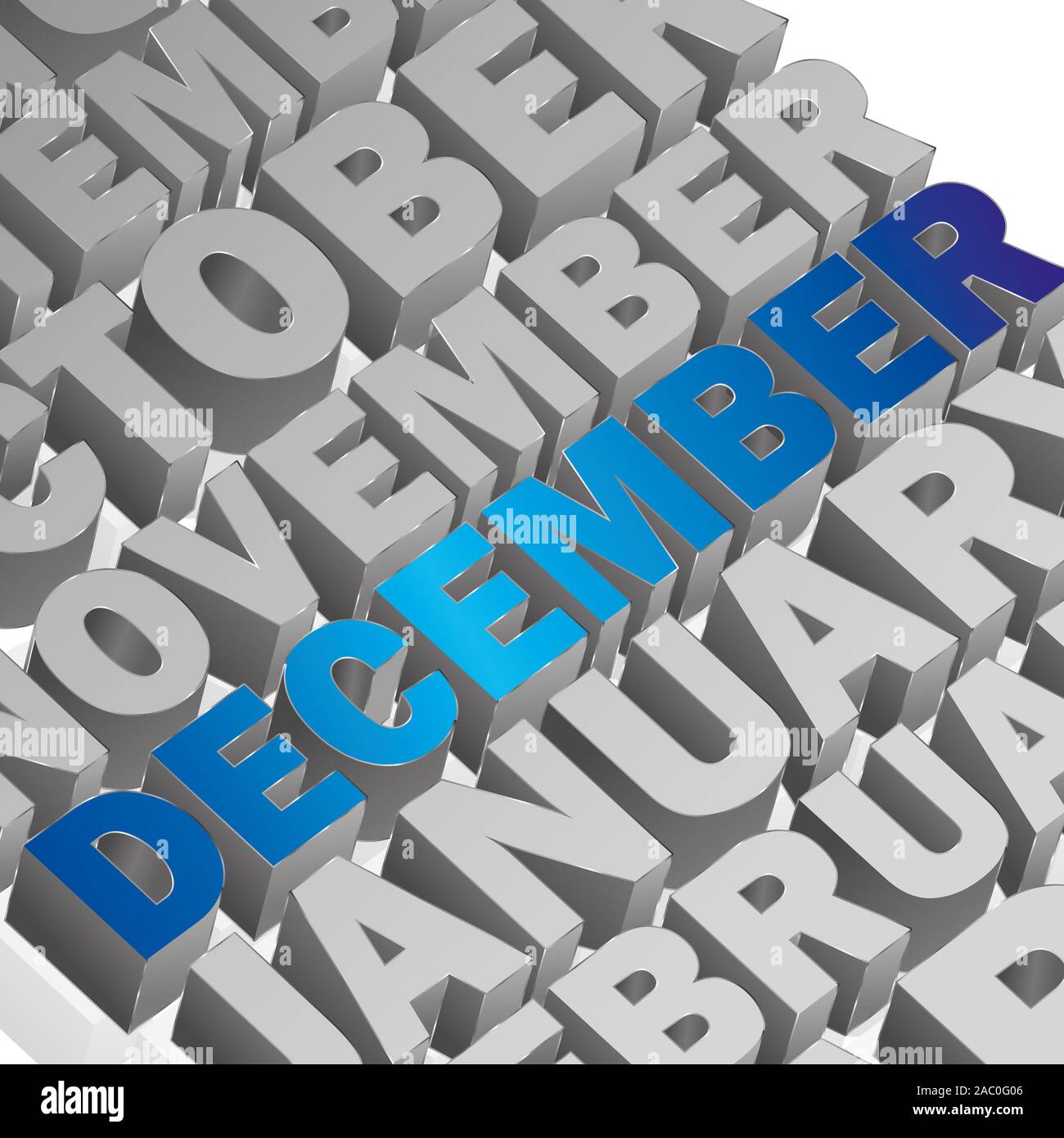 December calendar illustration blue and silver design Stock Photo - Alamy