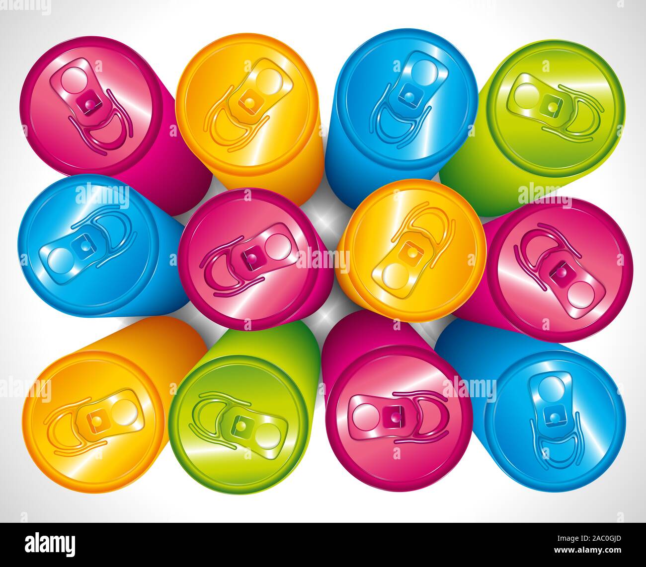 Color metal cans illustration 3d render background Stock Photo - Alamy