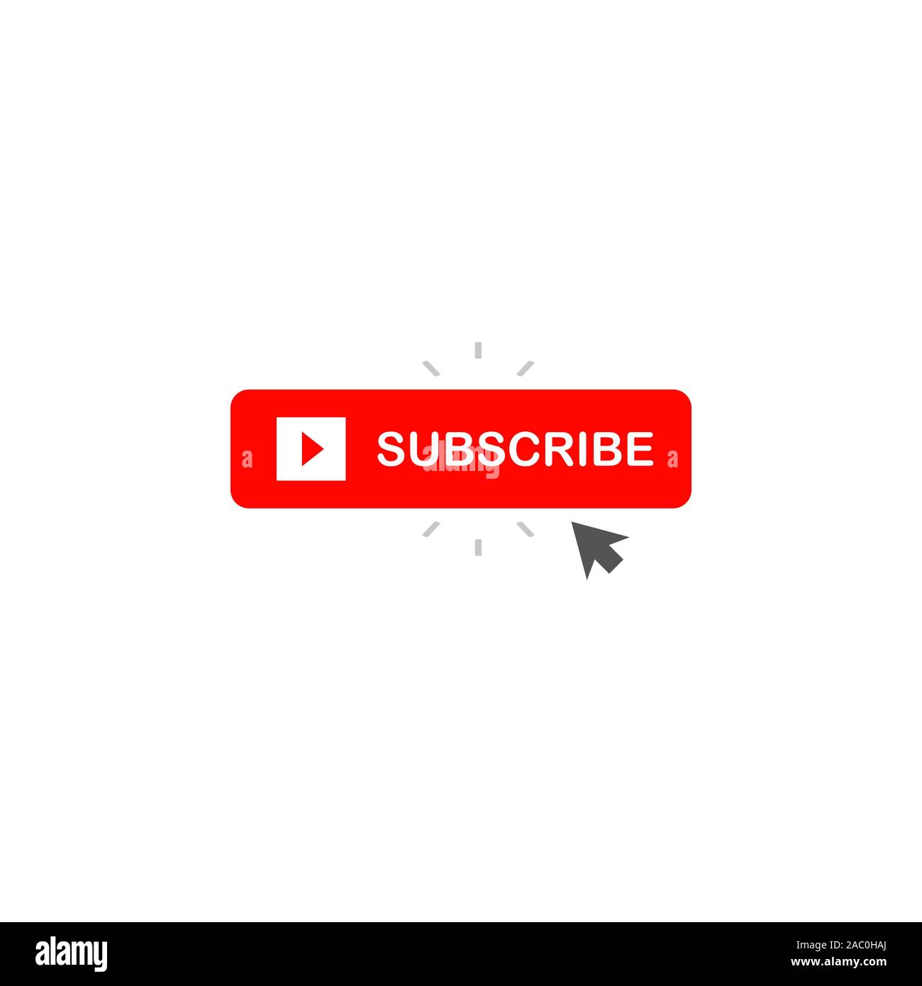 Subscribe red button on white background. Pointer icon. Flat vector isolated illustration Stock ...