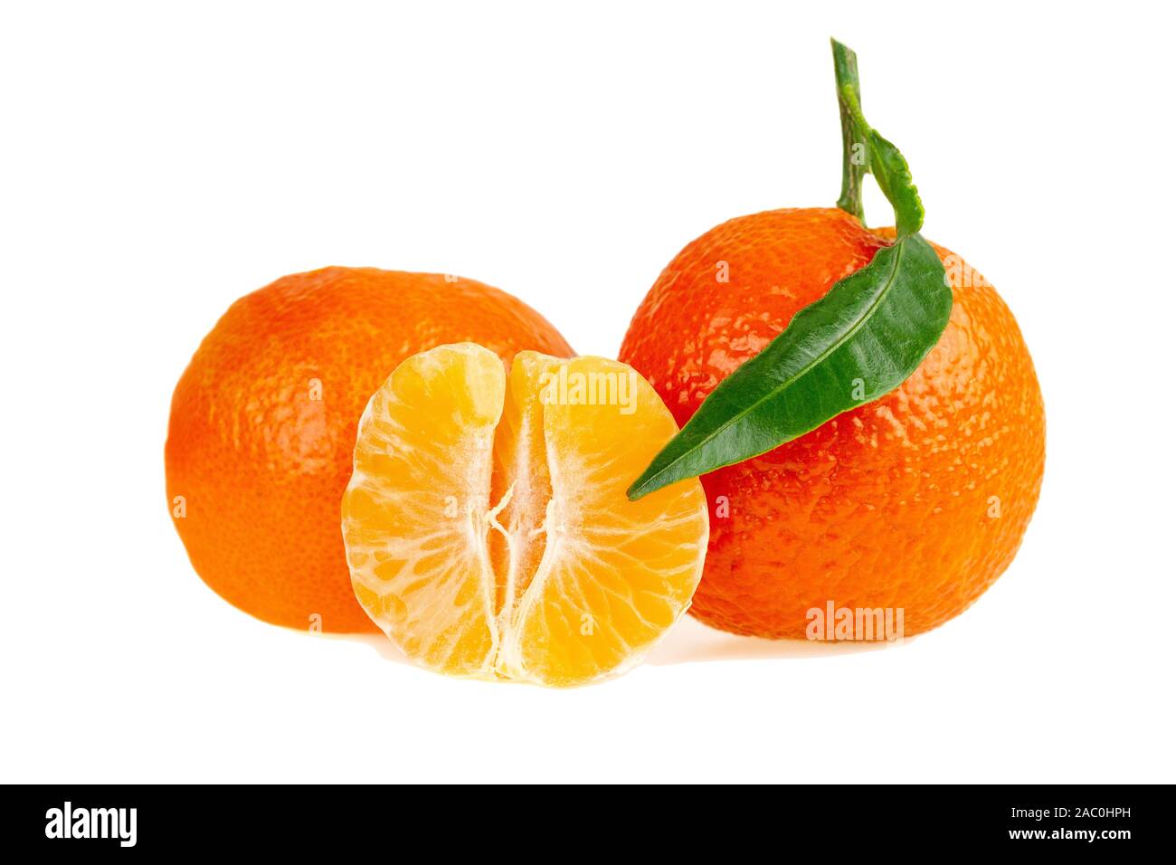 Halved mandarin orange on Cut Out Stock Images & Pictures - Alamy