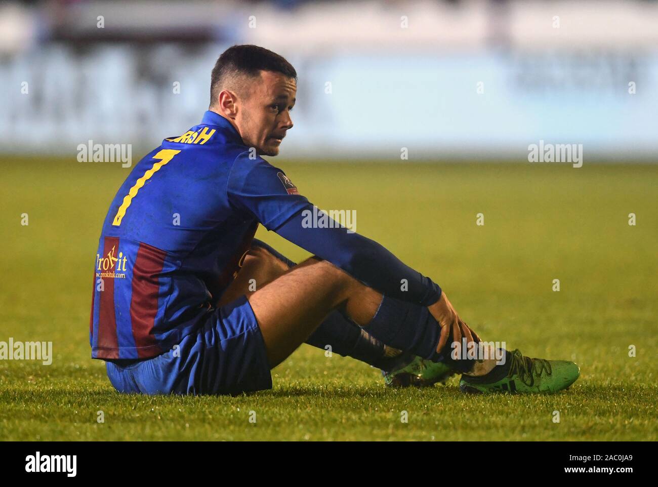 Maldon and Tiptree's Danny Parish looks dejected during the FA Cup ...