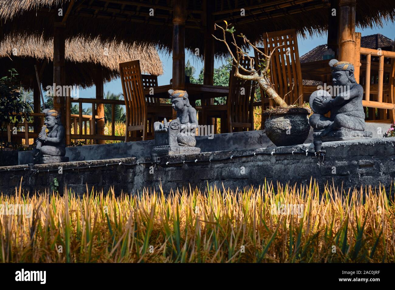 Bali, Indonesia - 29 Nov 2019: Interior of a traditional Balinese cafe ...
