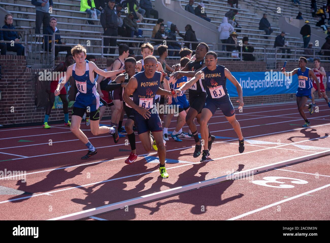 High School boys 4x400 runners competing at the 2019 Penn Relay Stock Photo - Alamy