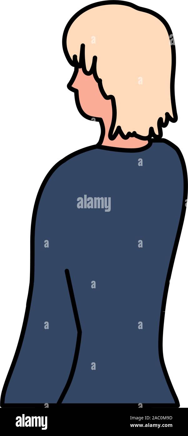 young man of back position on white background vector illustration ...