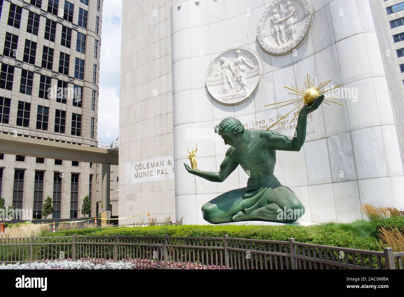 Spirit of Detroit Statue in Downtown Detroit Stock Photo - Alamy