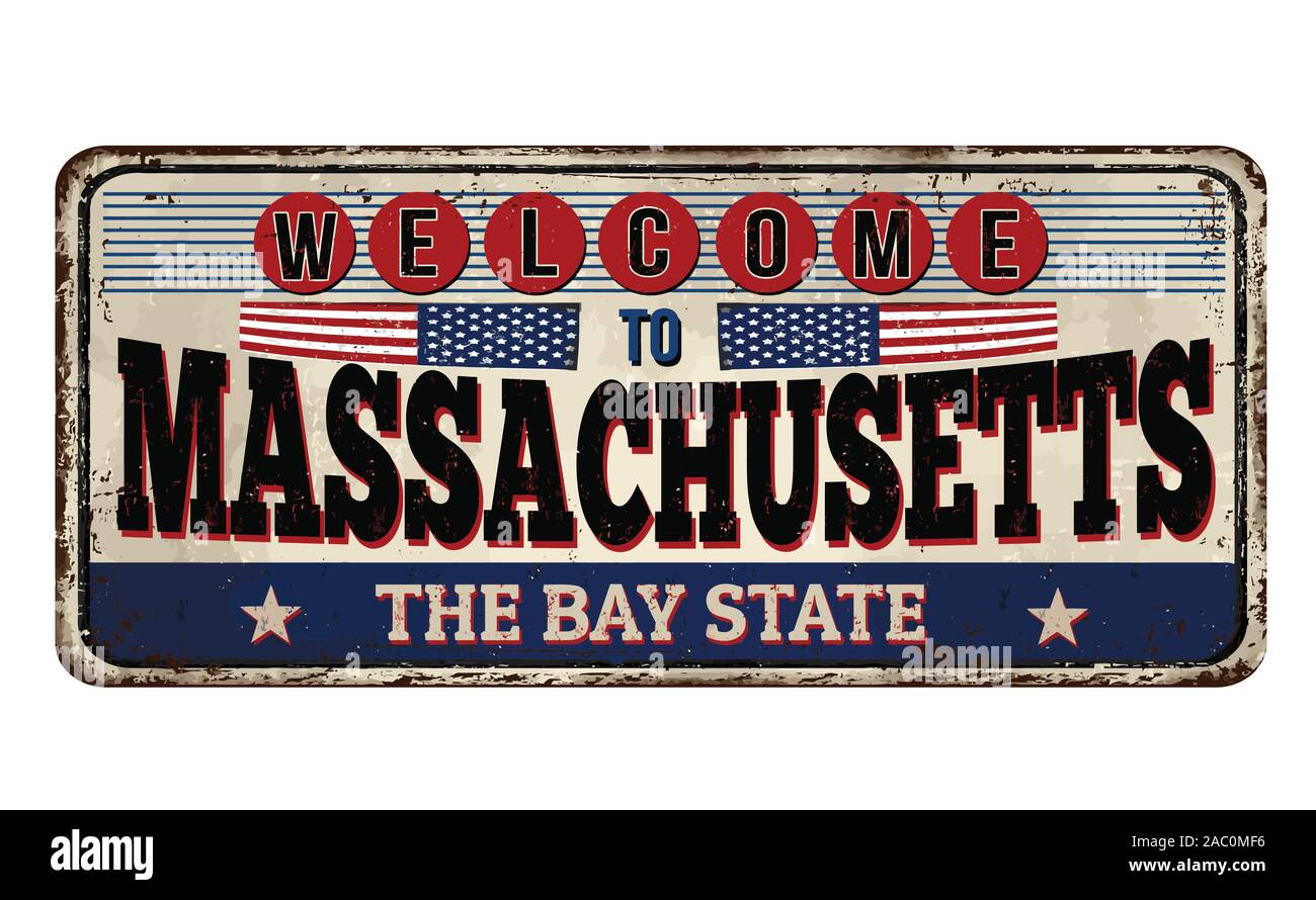 Massachusetts vintage rusty metal sign on a white background, vector ...