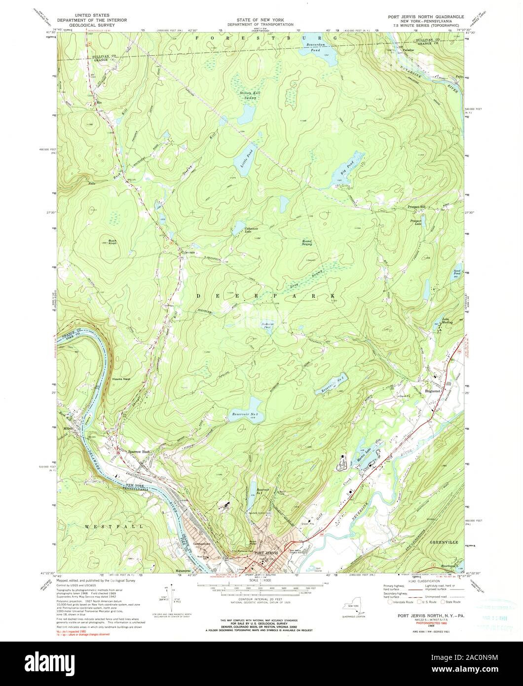 USGS TOPO Map Pennsylvania NY Port Jervis North 136822 1969 24000 ...