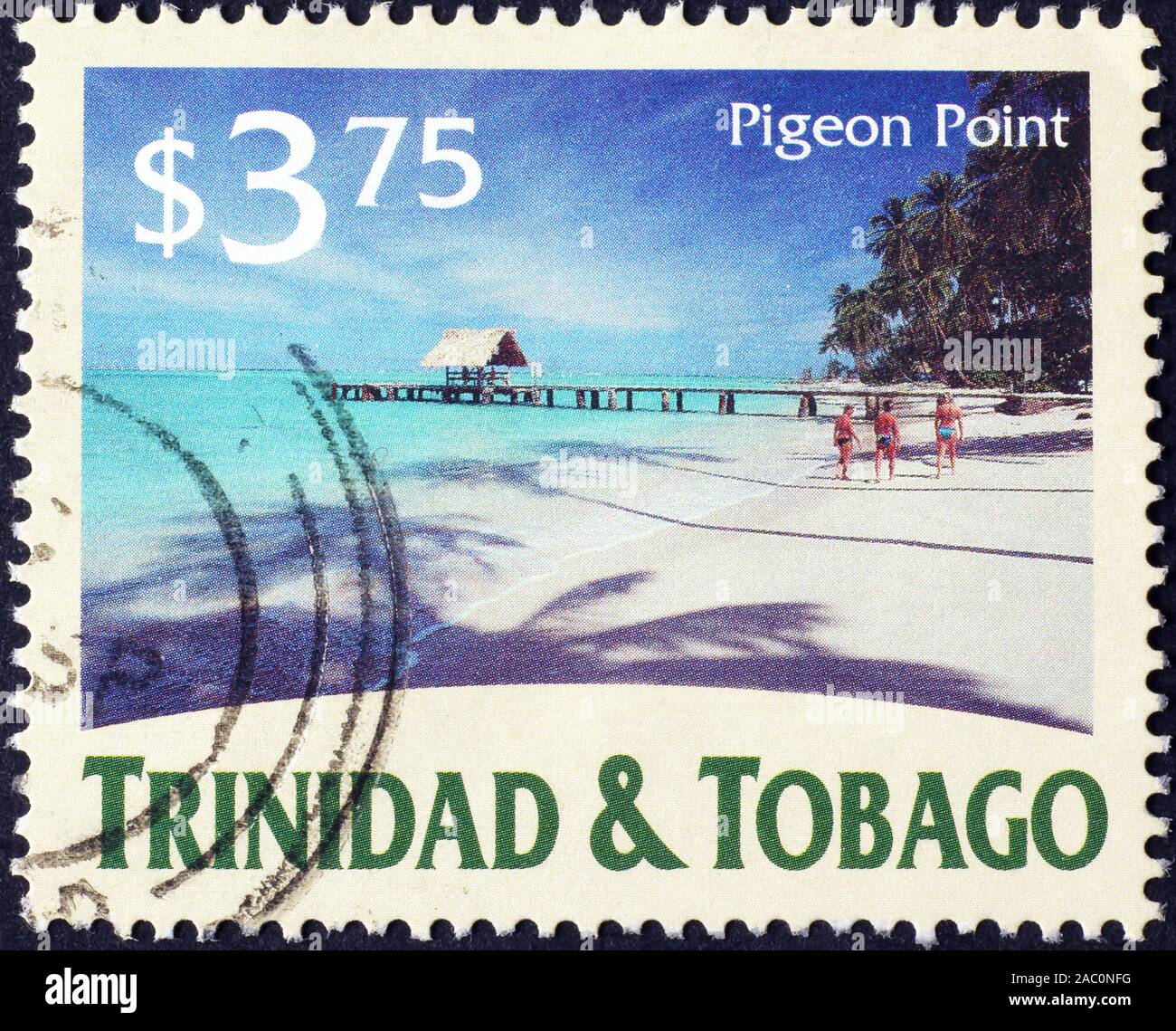 Beach of Trinidad and Tobago on postage stamp Stock Photo - Alamy