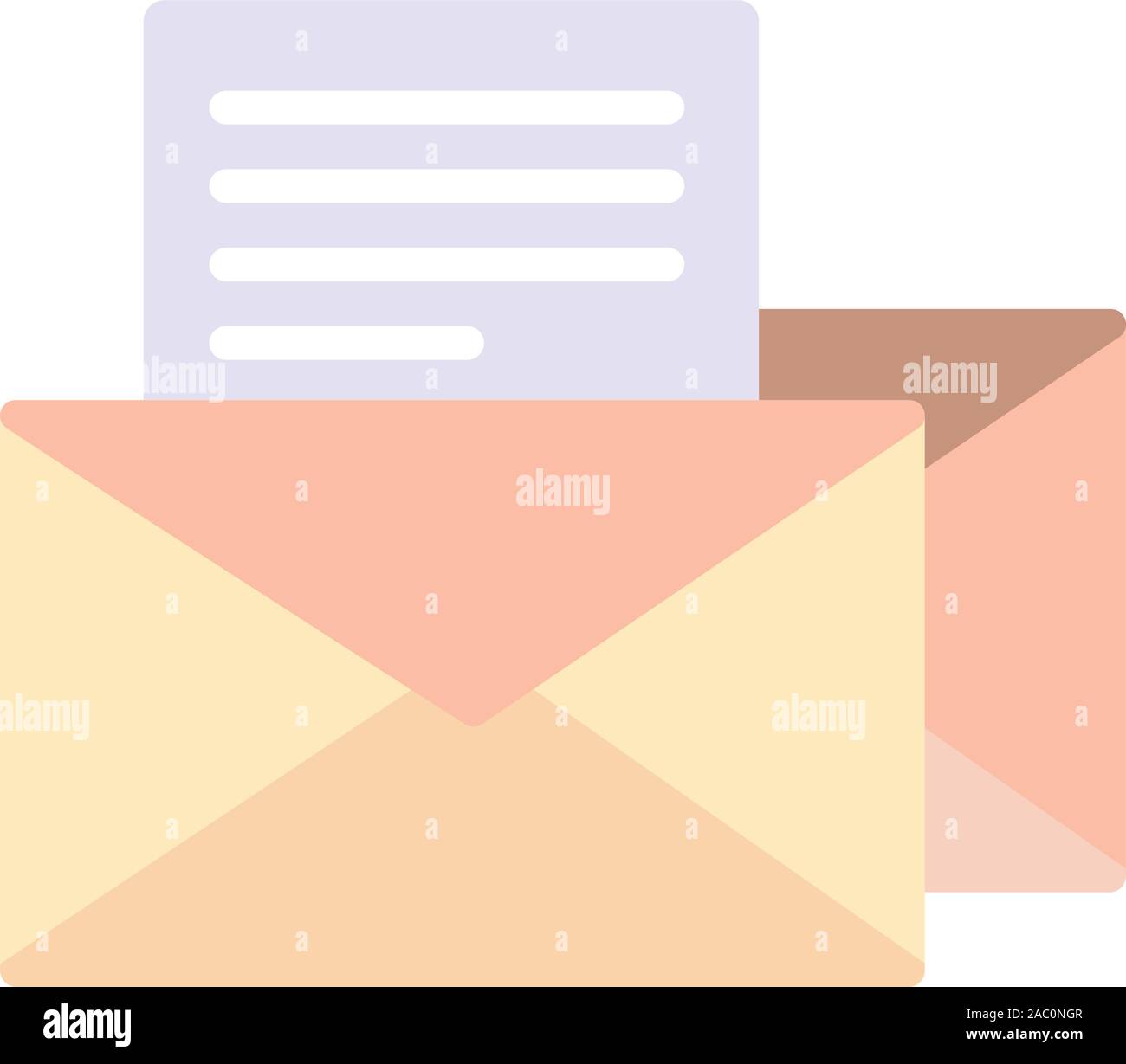 envelope closed with paper sheet on white background vector ...